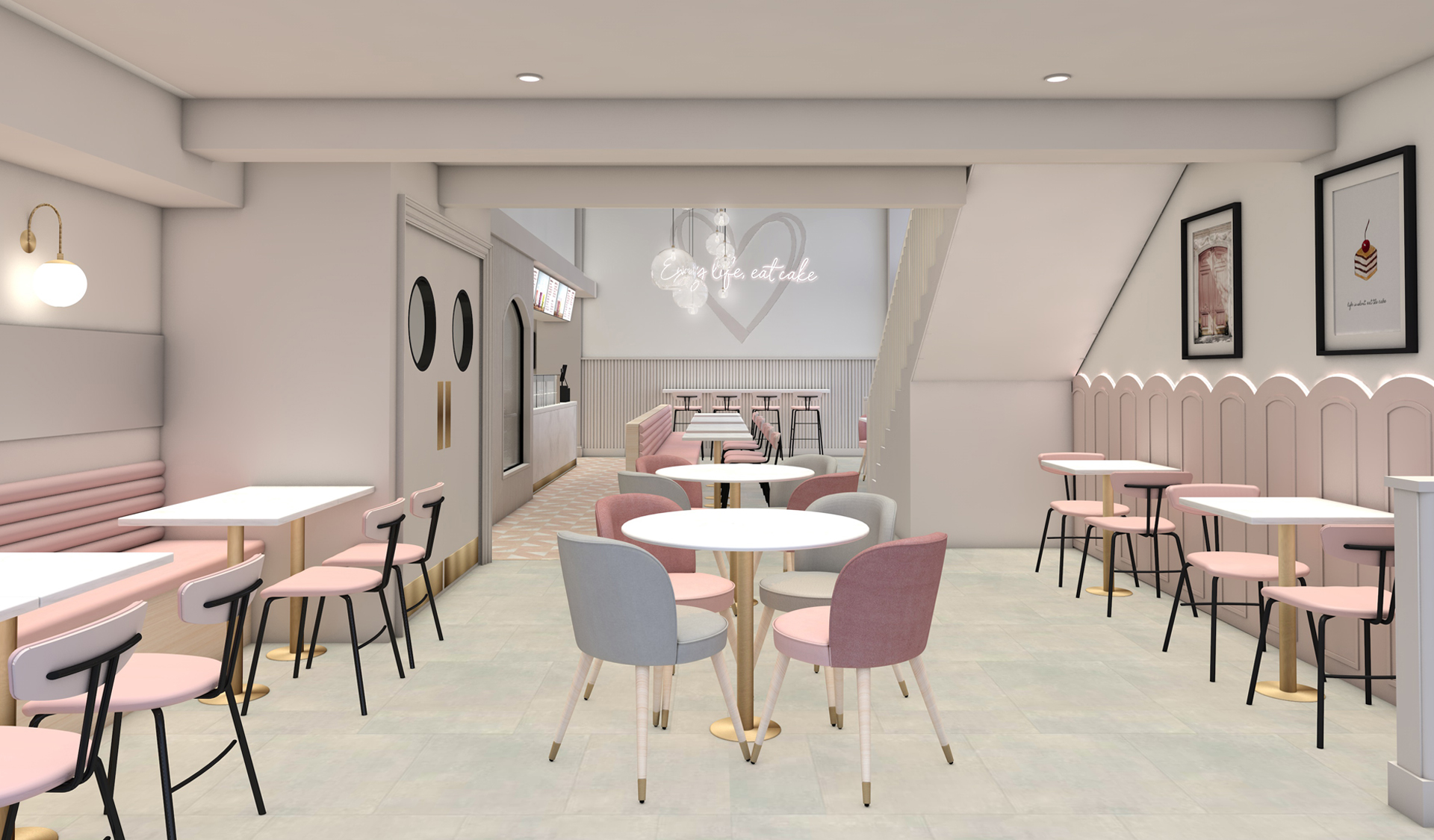 Bubble Tea Cafe & Bakery Design | Trendy Feminine Interior